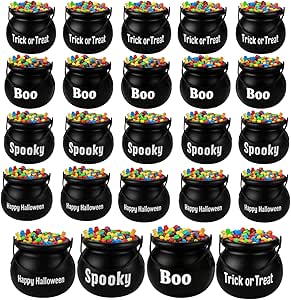 Amazon.com | Roowest 20 Pcs Halloween Mini Witch Cauldron Small Black ...