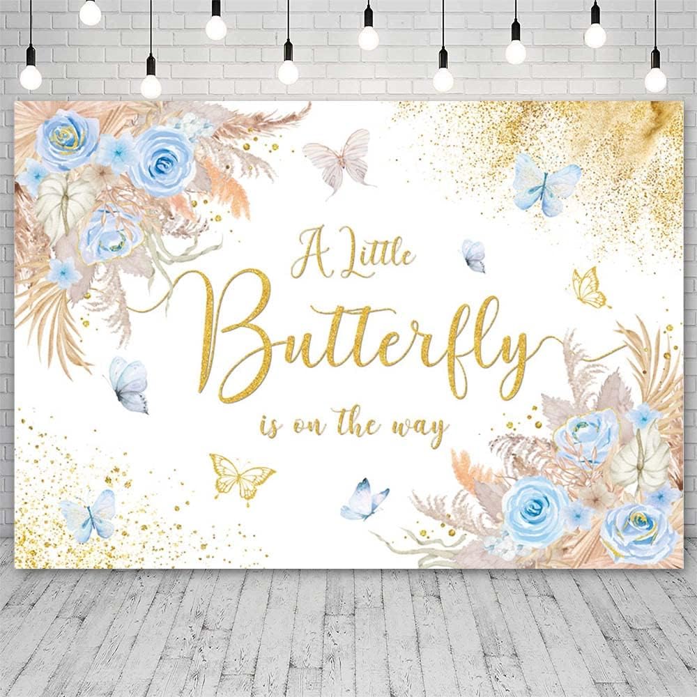 Amazon.com : SENDY 7x5ft Butterfly Baby Shower Backdrop for Boy Boho ...