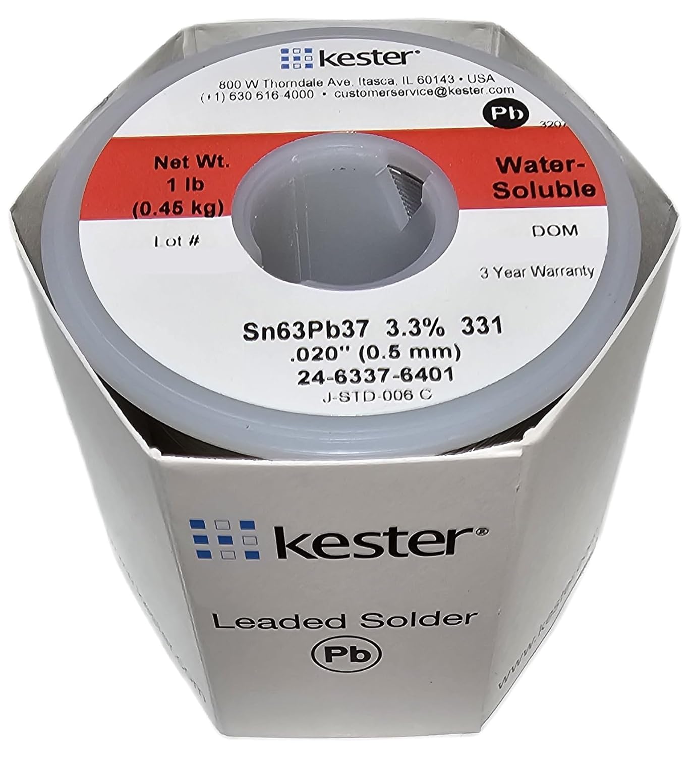 Kester 331 Lead Solder Wire - 1 lb - 0.02 in Wire Diameter - Sn/Pb ...