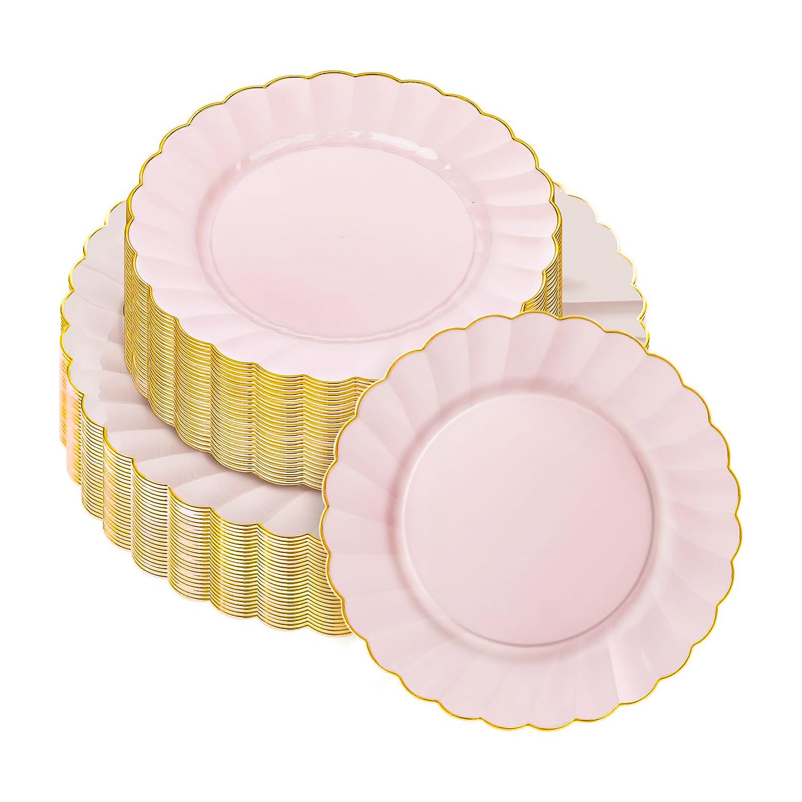 Amazon.com: 50 Pcs Pink Scalloped Plastic Plates Disposable Party ...