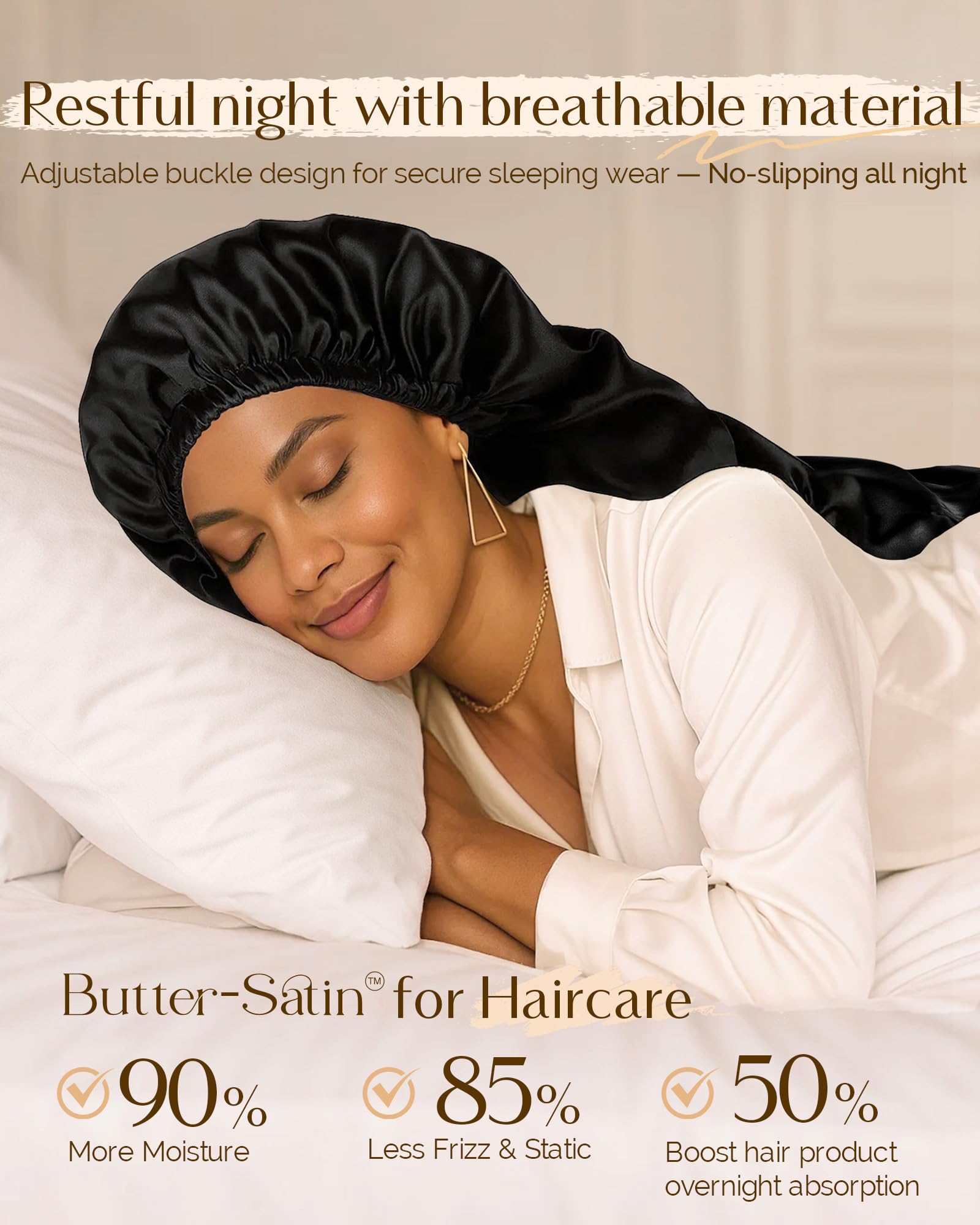 Snapklik.com : Long Bonnet Braid Bonnet For Sleeping Adjustable Satin ...