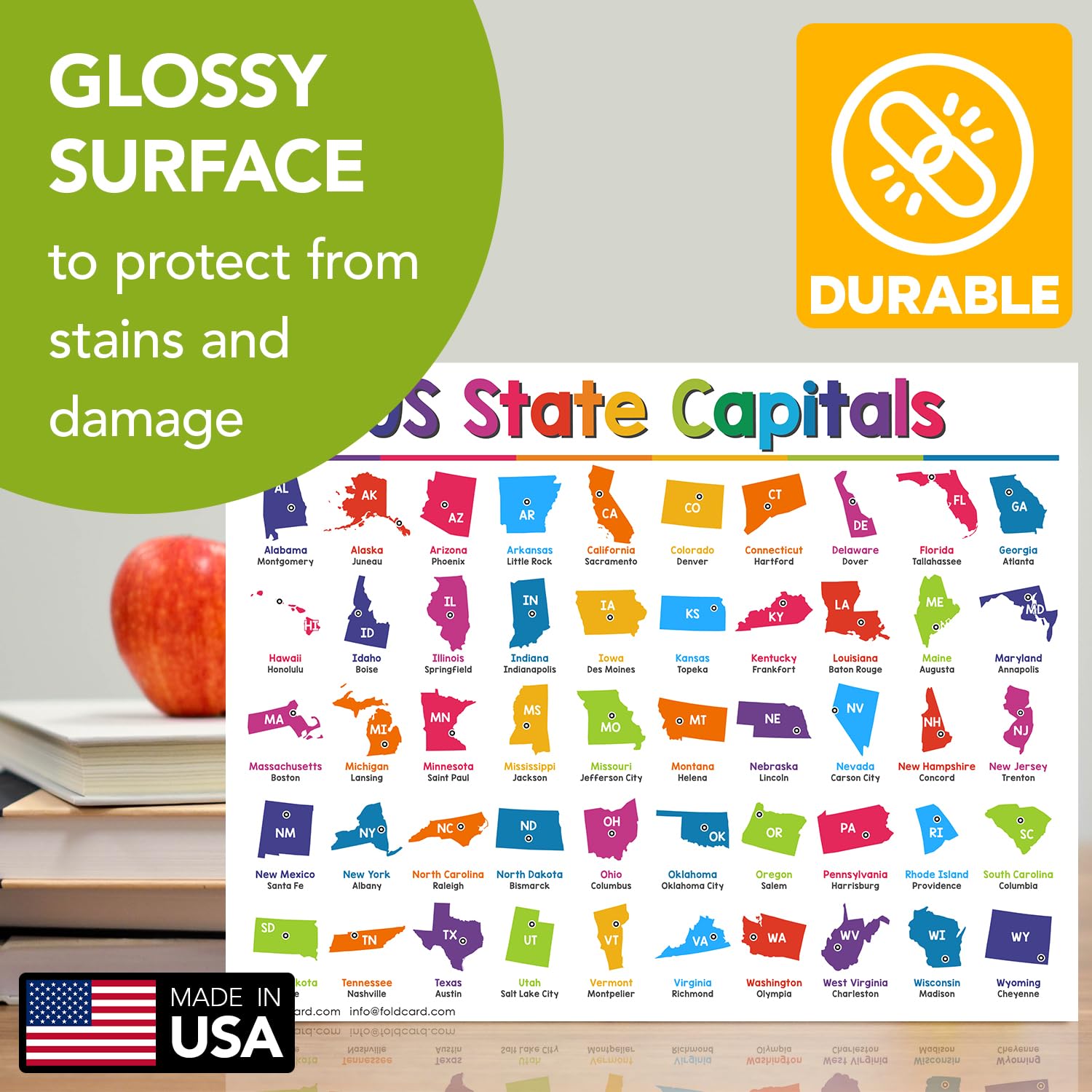 Snapklik.com : USA State Capitals Educational Posters Classroom And ...