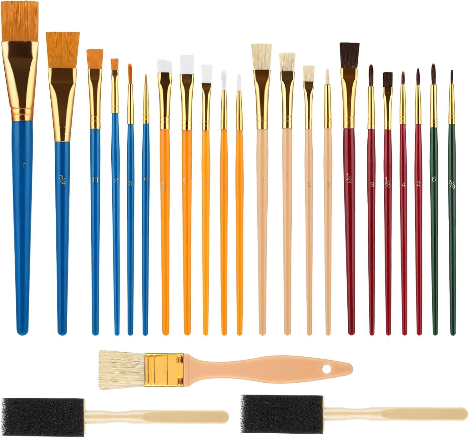 Amazon.com: Prasacco 25 Pieces Paint Brush Set, Professional Paintbrush ...