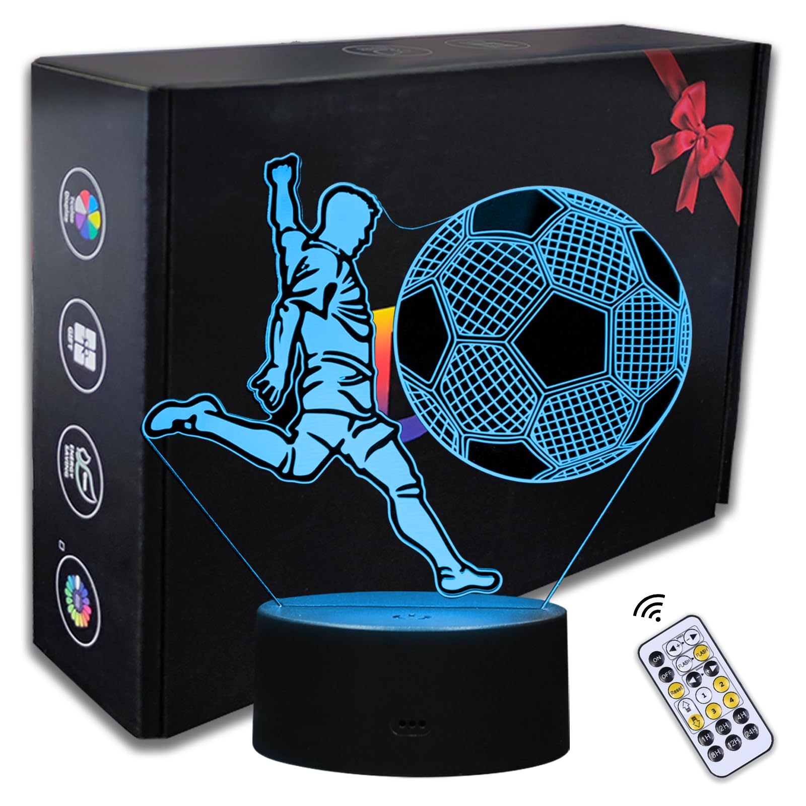 Amazon.com: Soccer Night Light, 3D LED Night Lamp for Boys - Soccer ...