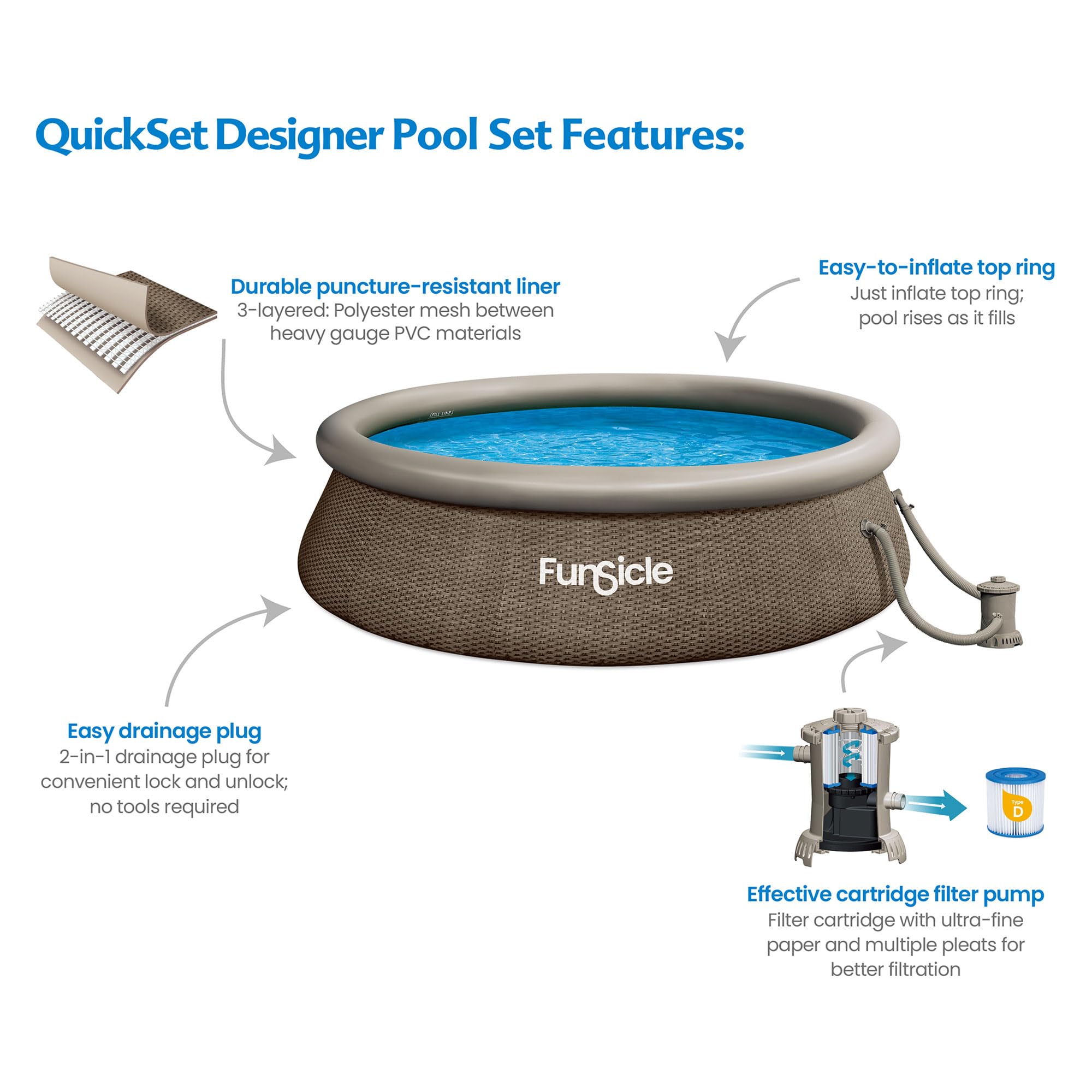 Snapklik.com : Funsicle Quickset 12ft X 36in Round Inflatable Above ...