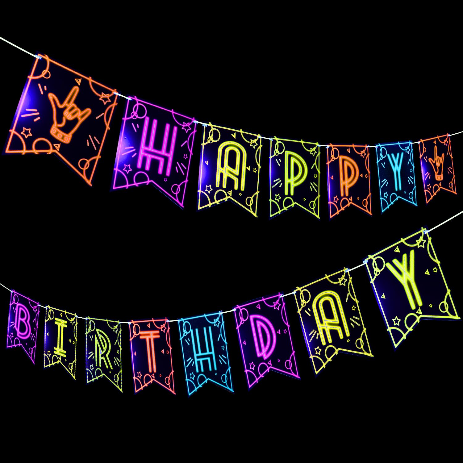 Snapklik.com : Glow Happy Birthday Banner, Prestrung Neon Sign Let Glow ...