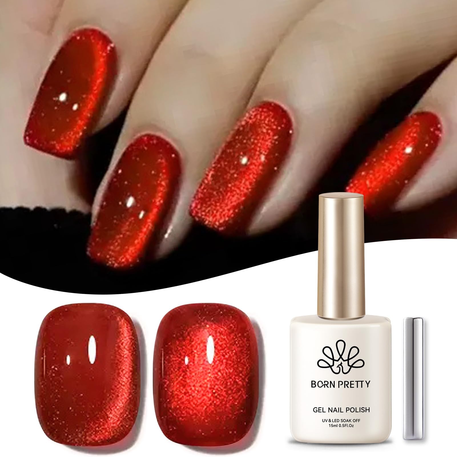 Amazon.com: Born Pretty Cat Magnetic Eye Gel Nail Polish Ruby Red ...