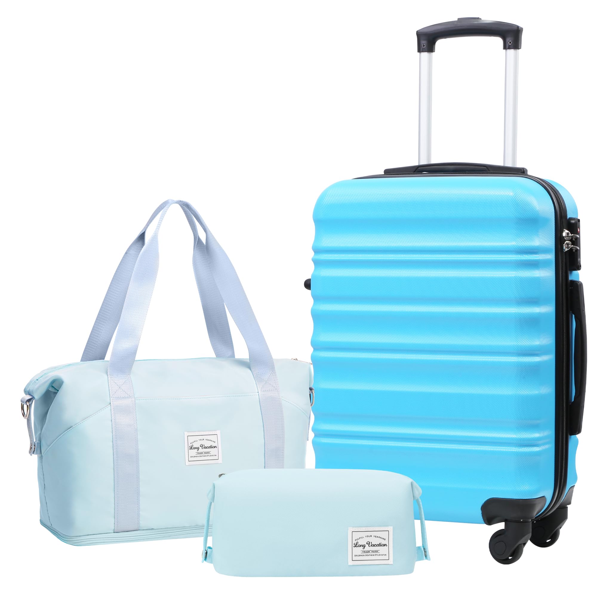LONG VACATION Luggage Sets 20 in Carry on Suitcase ABS Hardshell ...