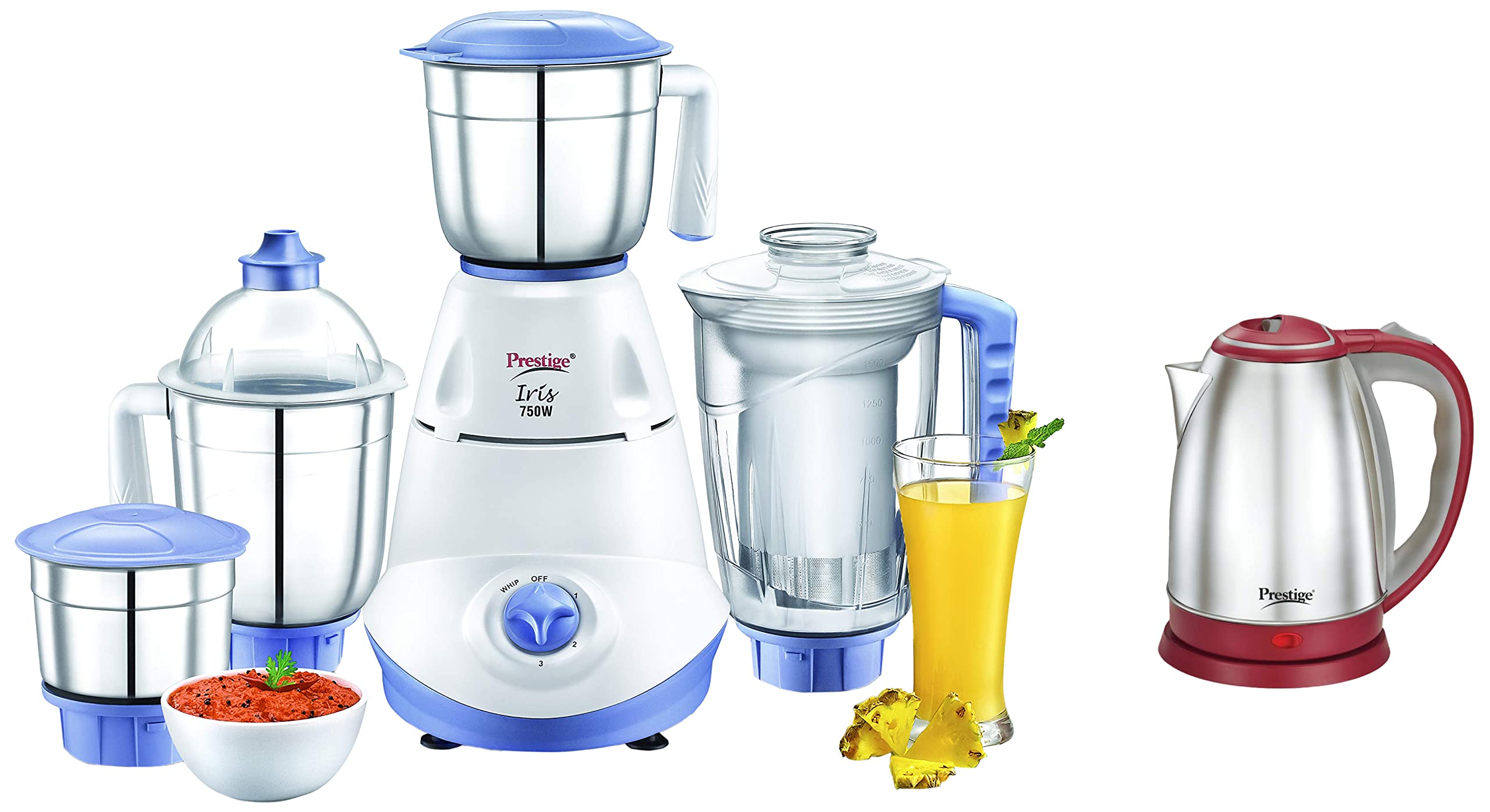 Buy Prestige Iris(750 Watt) Mixer Grinder with 3 Stainless Steel Jar ...