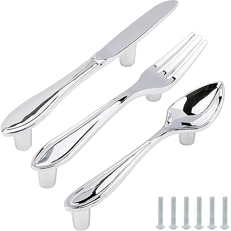 ATOPLEE Cabinet Pull,3pack Creative Spoon Fork Knife Kitchen Cabinet ...
