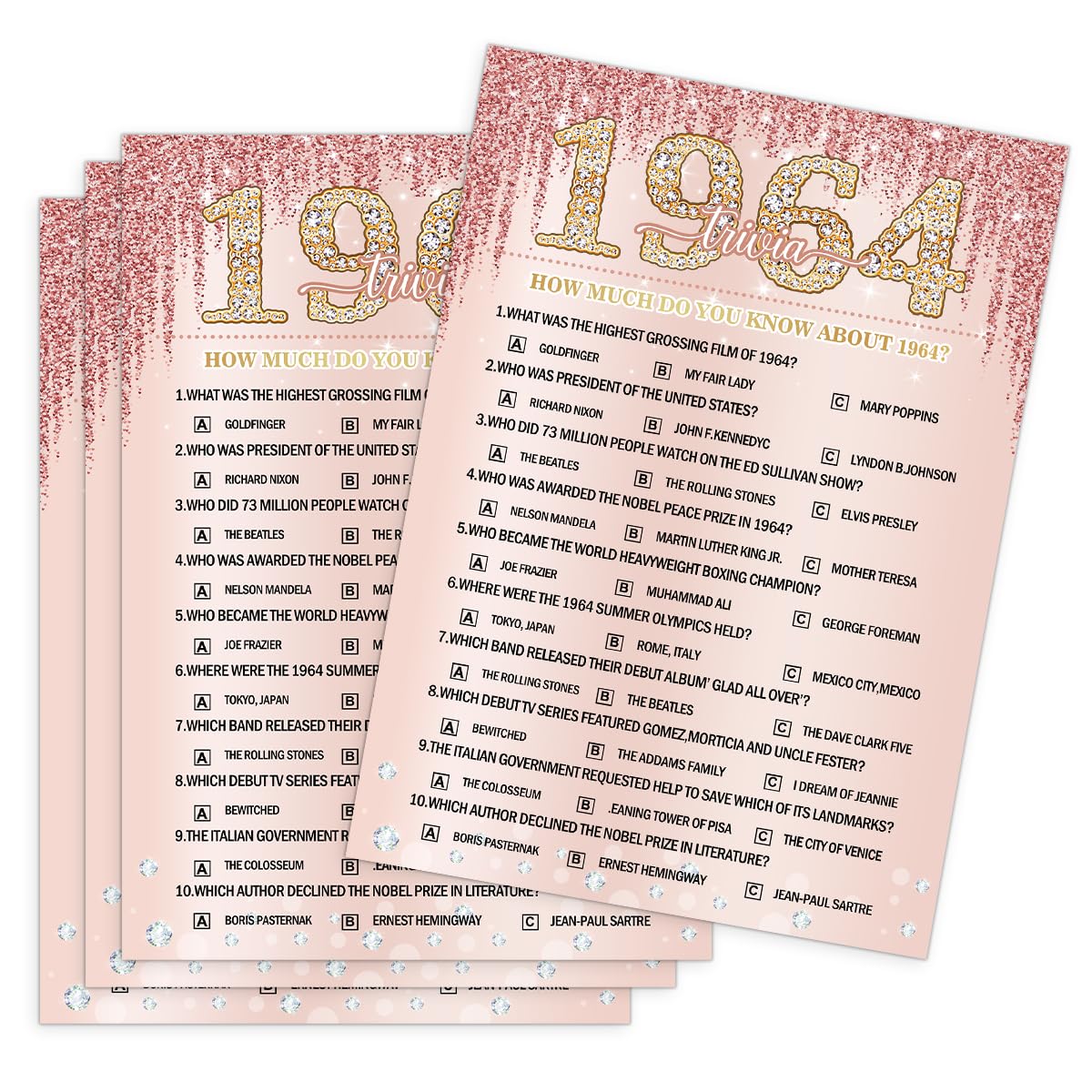 Snapklik.com : 60th Birthday Party Games, 1964 Trivia Games, Birthday ...