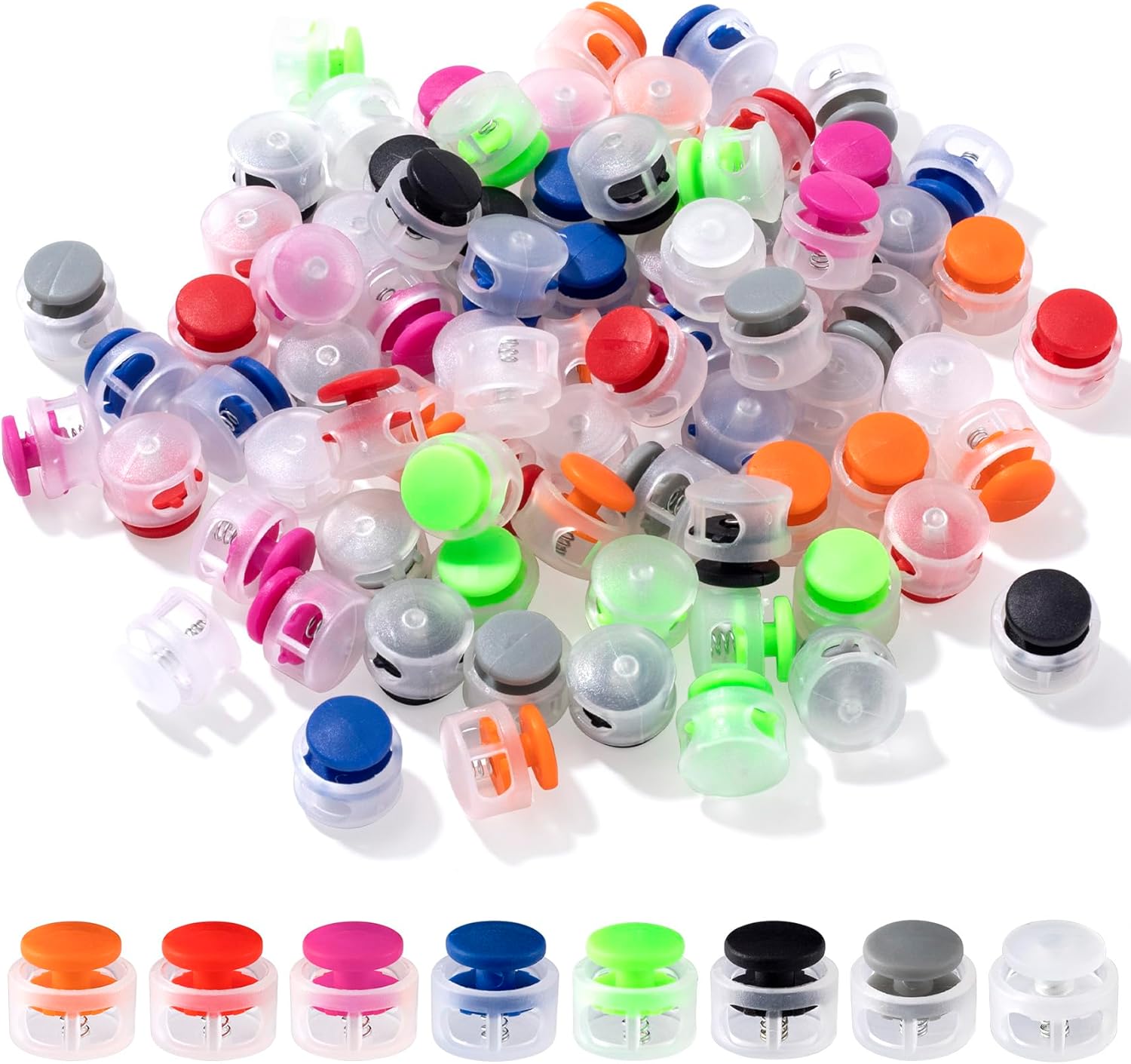 Amazon.com: HINZIC 80Pcs Plastic Cord Locks Double Hole Lanyard String ...