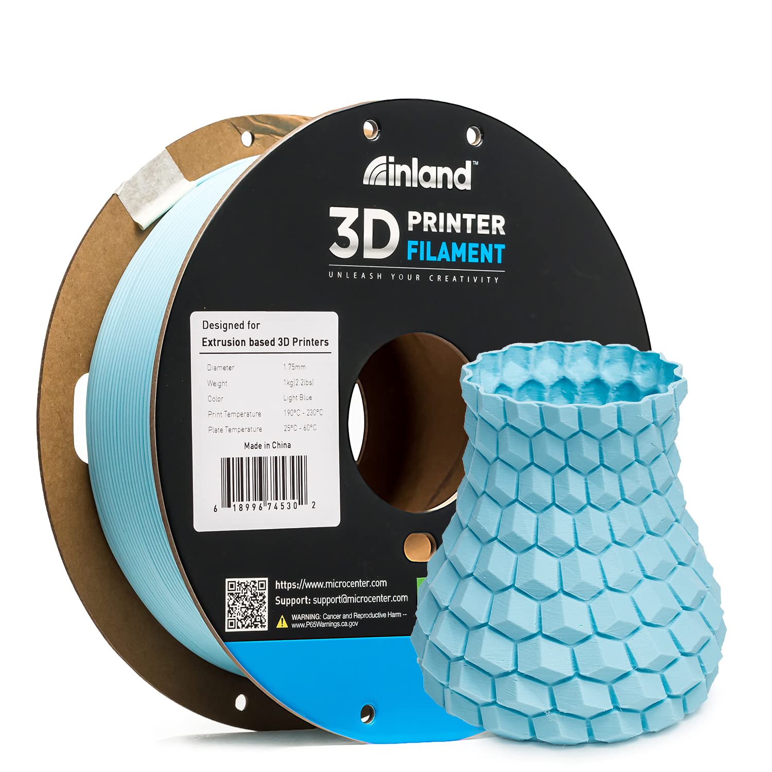 Snapklik.com : INLAND Micro Center Matte PLA Filament 1.75mm, Light ...