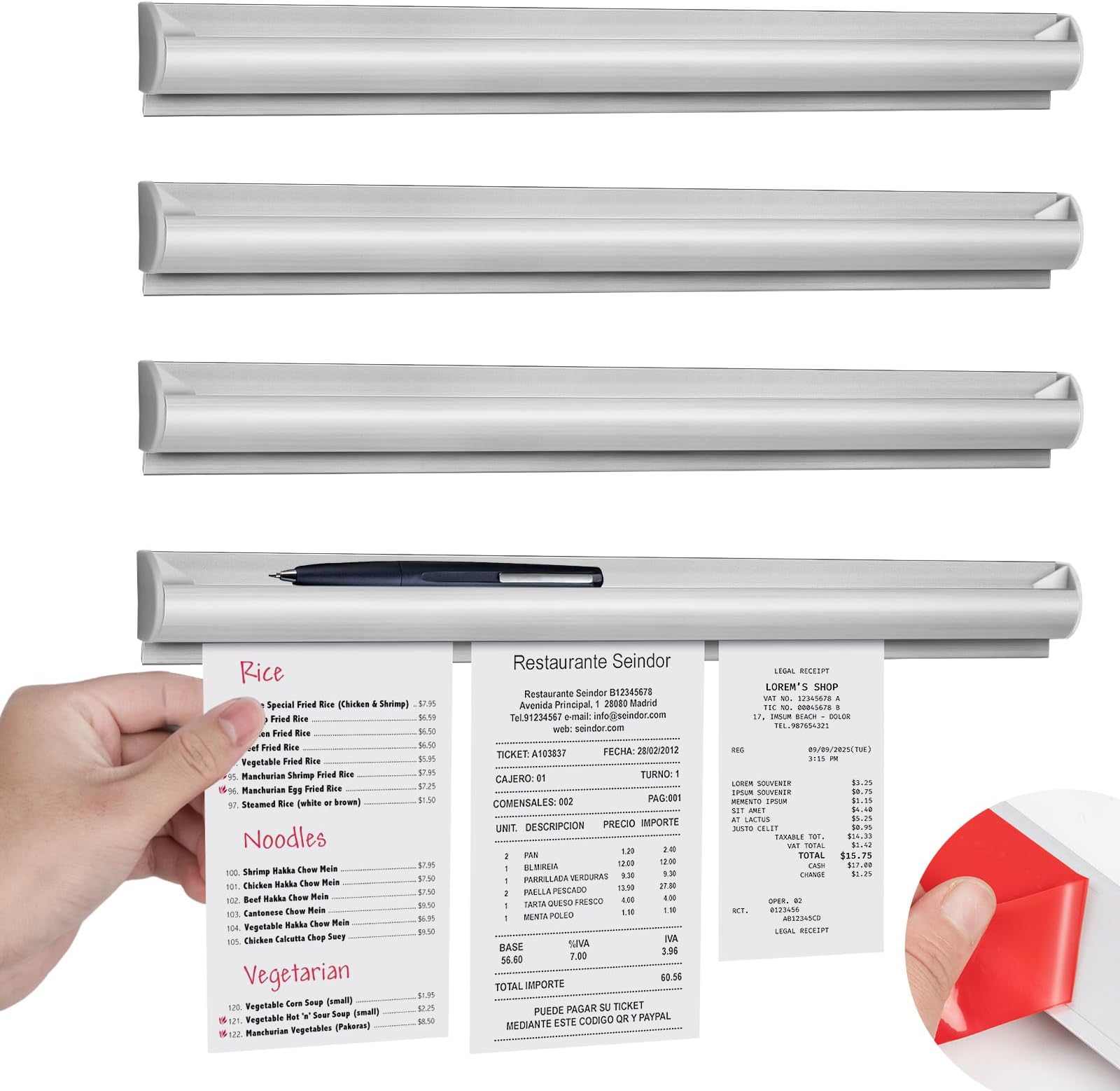 Amazon.com : AYZTKUX 4 Pack Restaurant Ticket Holder Strip - 16 Inch No ...