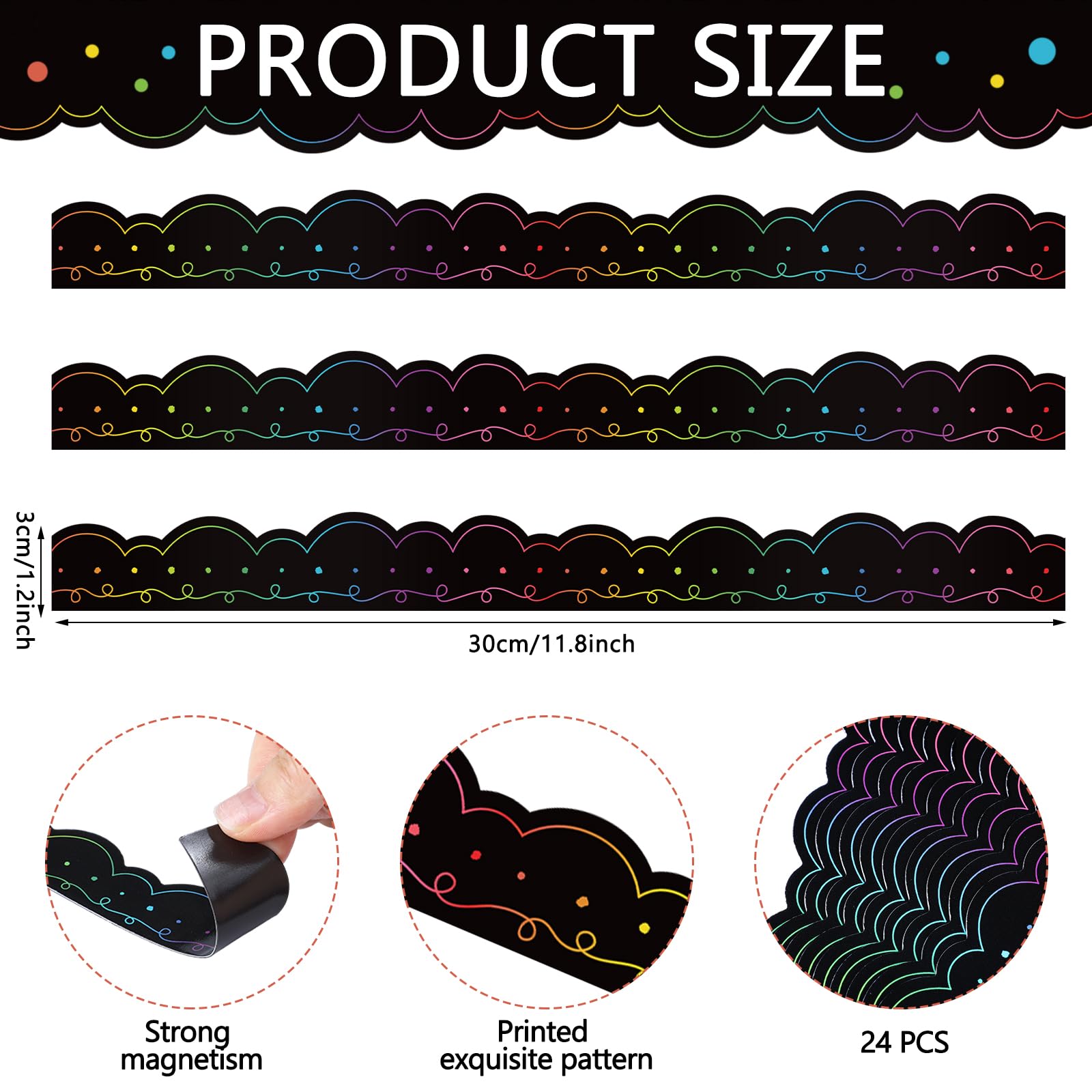 Snapklik.com : Qeeenar 24 Pcs Magnetic Borders For Classroom Whiteboard ...