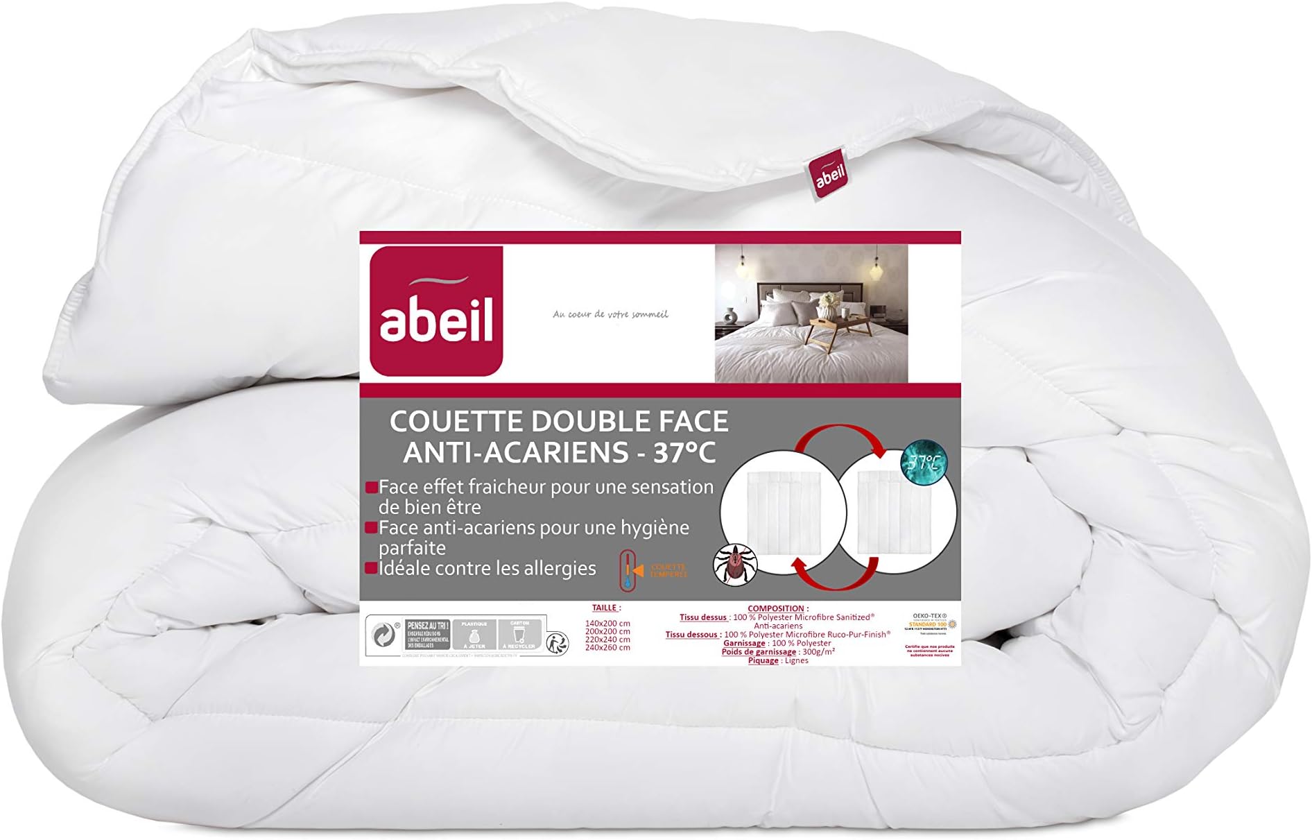 Couette blanche 450GR/M² "FABRICATION FRANCAISE" (2 places) 220 x 240 ...
