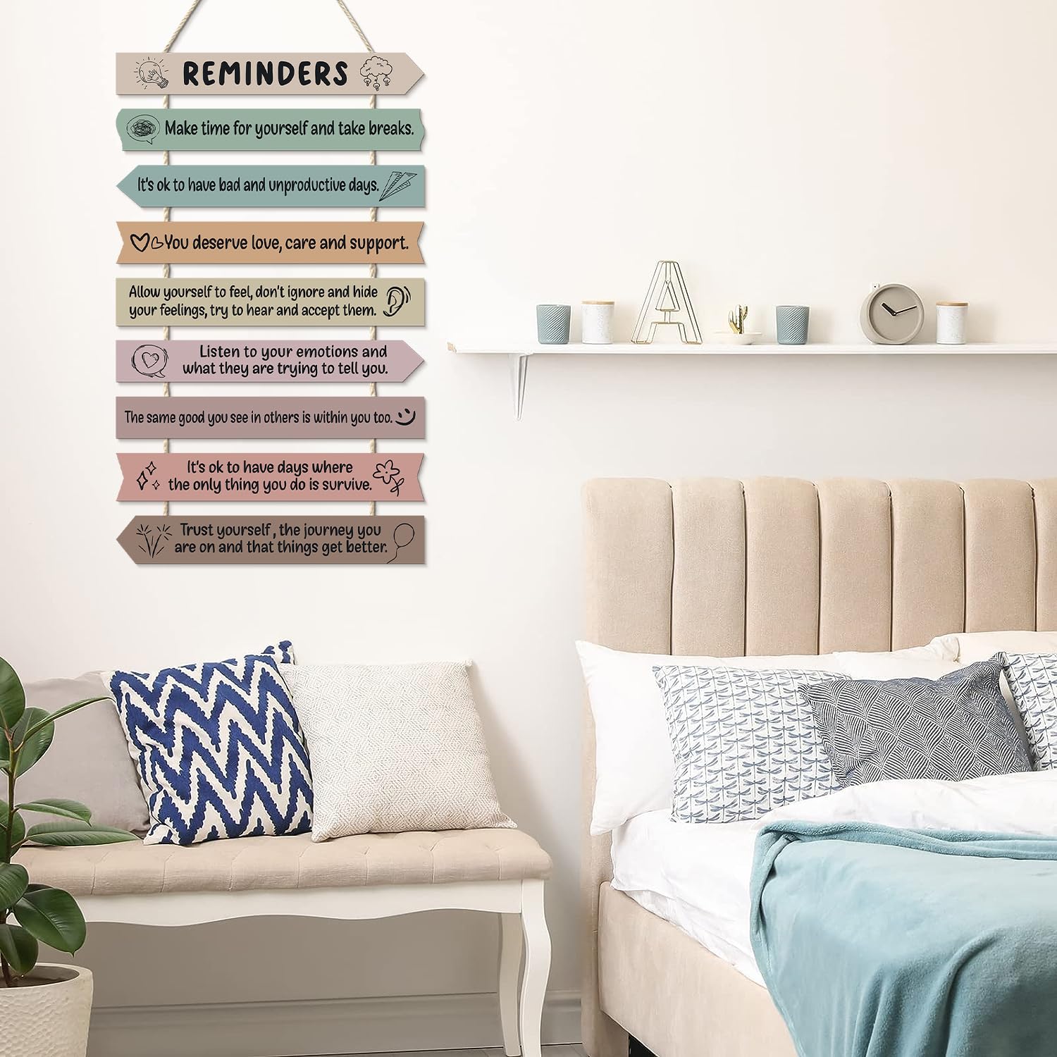 Snapklik.com : Positive Affirmations Wooden Hanging Wall Decor Mental ...