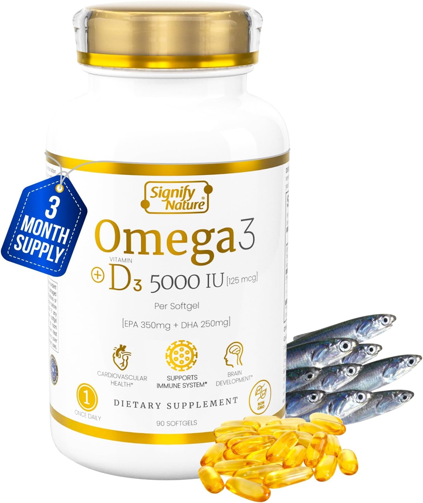 Amazon.com: SIGNIFY NATURE Omega 3 Fish Oil Supplement with Vitamin D3 ...