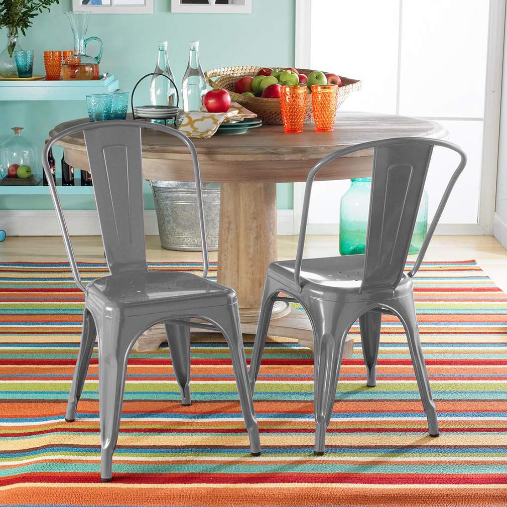Snapklik.com : FDW Metal Dining Chairs Set Of 4 Indoor Outdoor Chairs ...