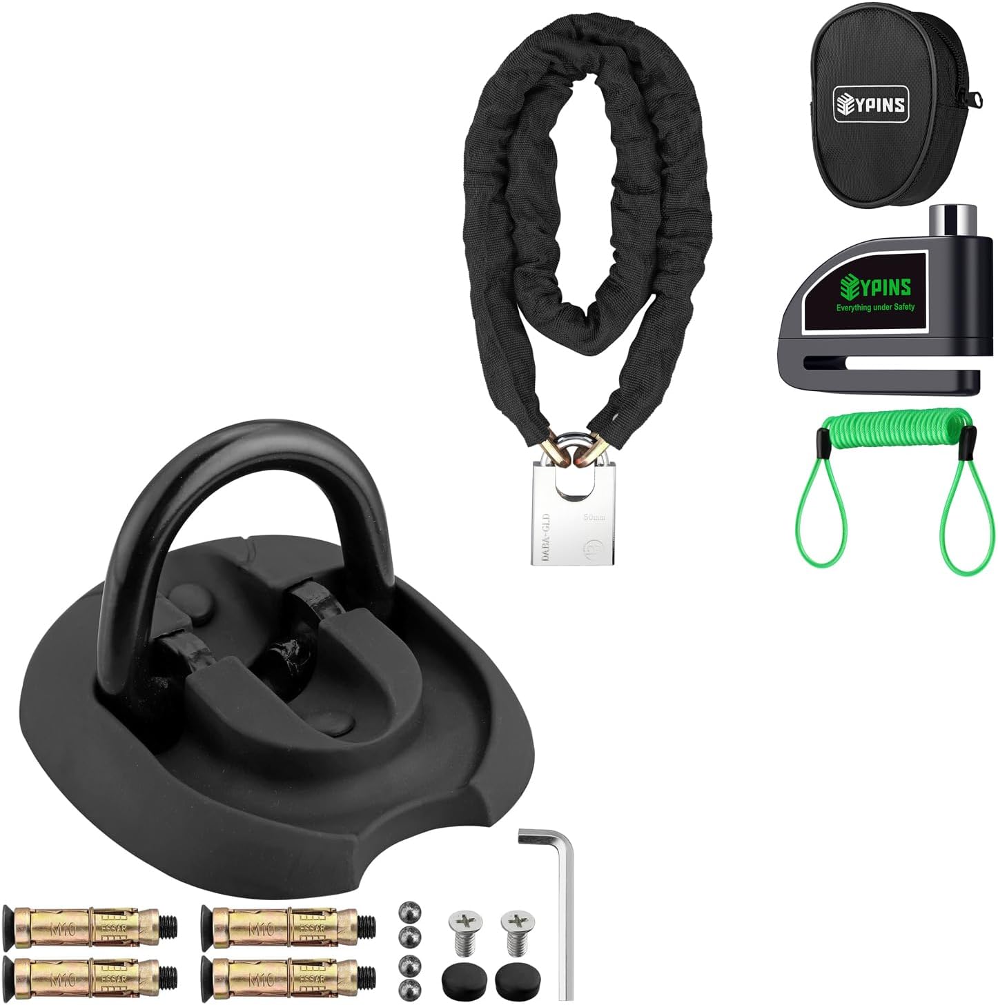 Amazon.com: EYPINS Motorcycle Chain Locks with Alarm Disc Brake Lock ...