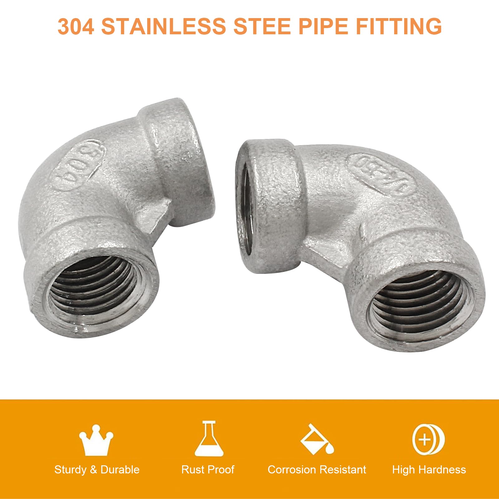 Snapklik.com : LifCratms 4Pcs 304 Stainless Steel 90 Degree Elbow ...