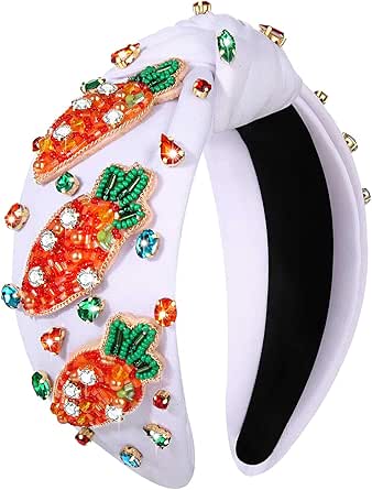 Amazon.com : CEALXHENY Easter Headbands for Women Beaded Carrot Rabbit ...