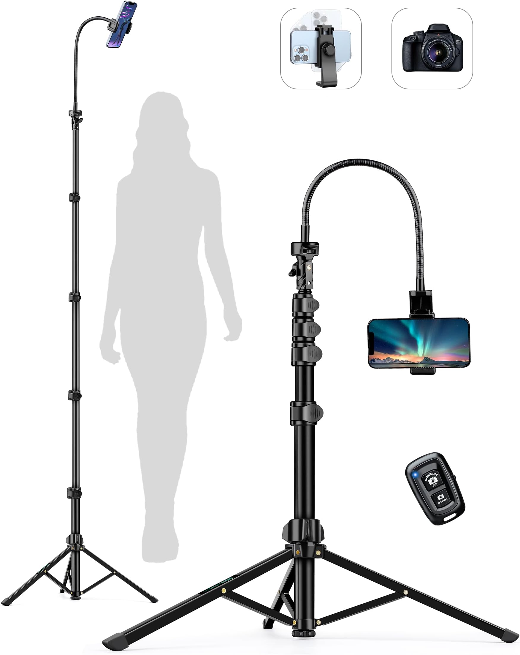 Amazon.com : Victiv Phone Tripod, 80” Tall Tripod for iPhone with 13 ...