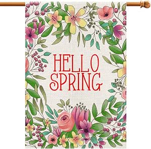 Amazon.com : Hello Spring House Flags for Outside 28x40 Double Sided ...