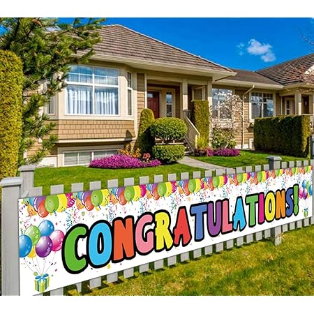 Amazon.com: ANATANOWOR Large Congratulations Decoration Banner, Black ...