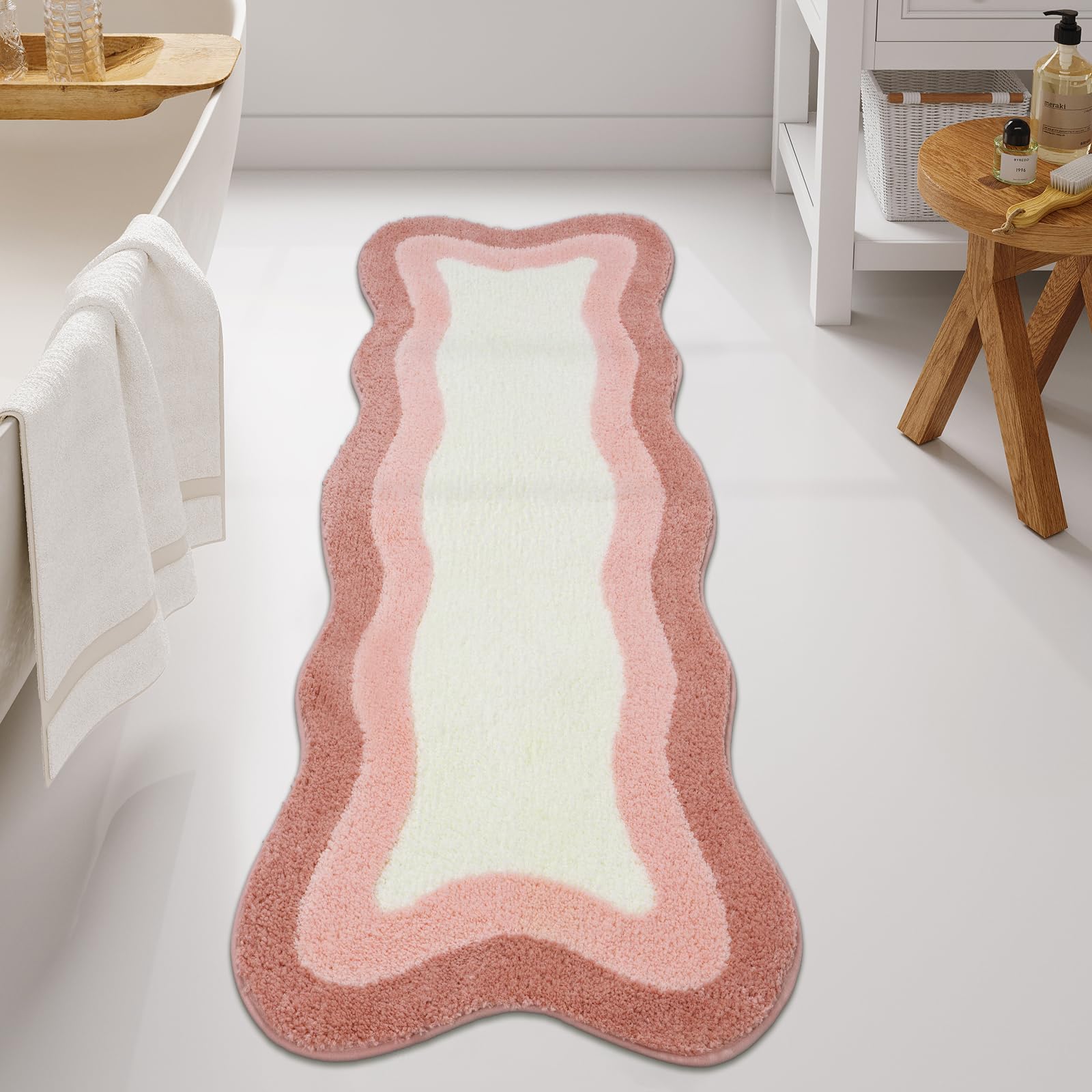 Amazon.com: HAOCOO Pink Bathroom Rug Runner, 24x59 Inch Soft Non Slip ...