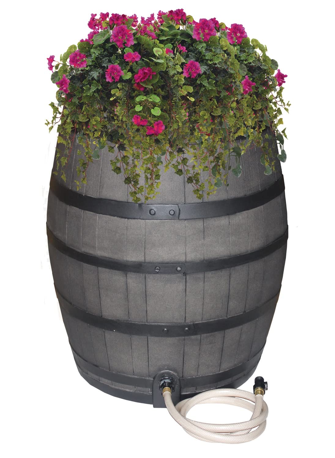Rescue 50-Gallon Whiskey Rain Barrel with Black Bands – Includes ...