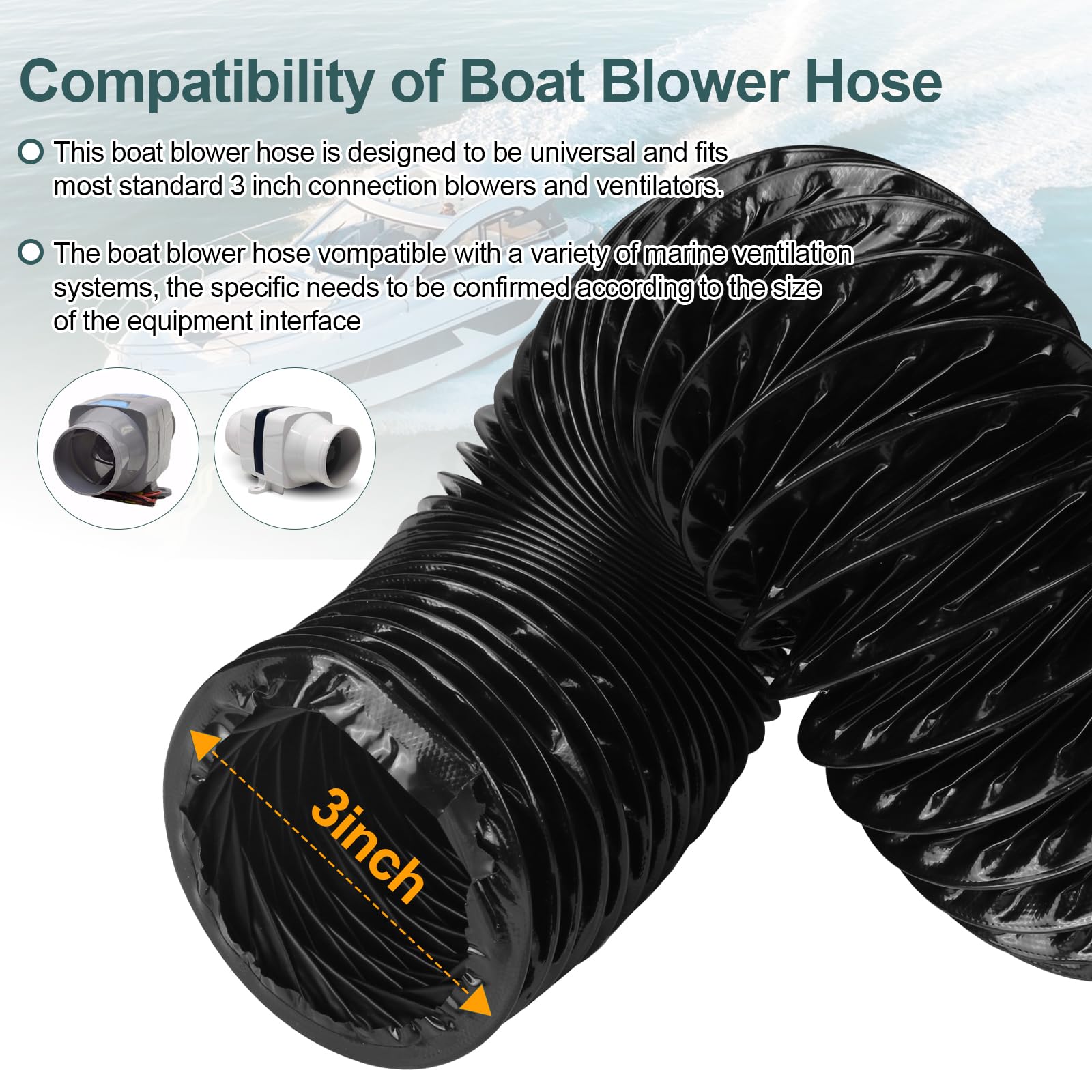Snapklik.com : 3" Marine Blower Hose Replacement For Boat Vent Bilge ...