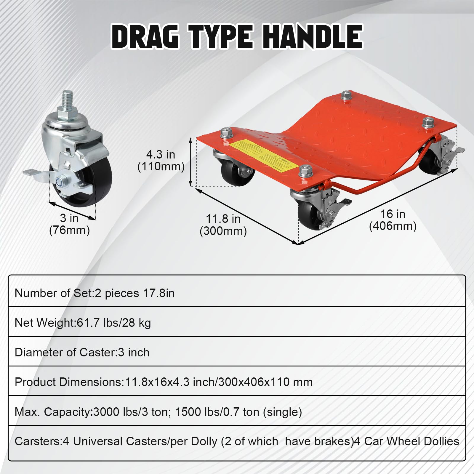 Snapklik.com : Orange Wheel Dollies Set Of 2,Car Moving Dolly Heavy ...