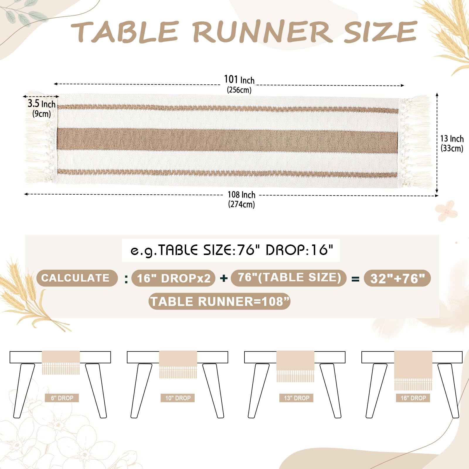 Snapklik.com : Farmhouse Table Runner Macrame Decor: 13x108 Inches ...