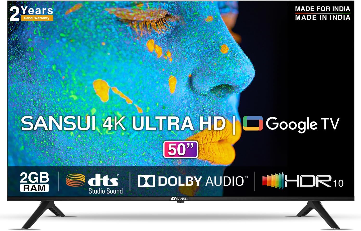 SANSUI 127cm (50 Inches) 4K Ultra HD Smart Google LED TV Dolby Audio ...