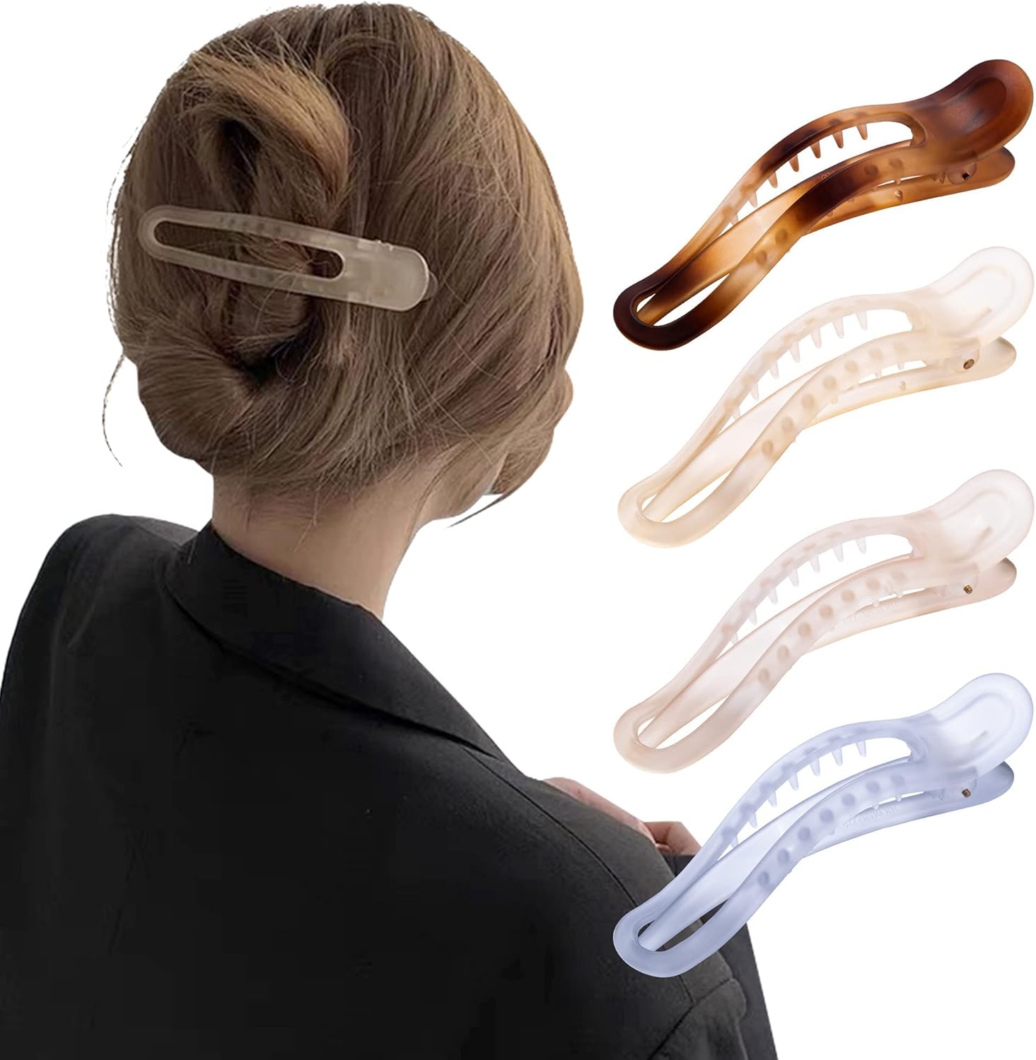 Women's Alligator Hair Claw Clips, 4 Color Hair Jumbo Claw Clips ...