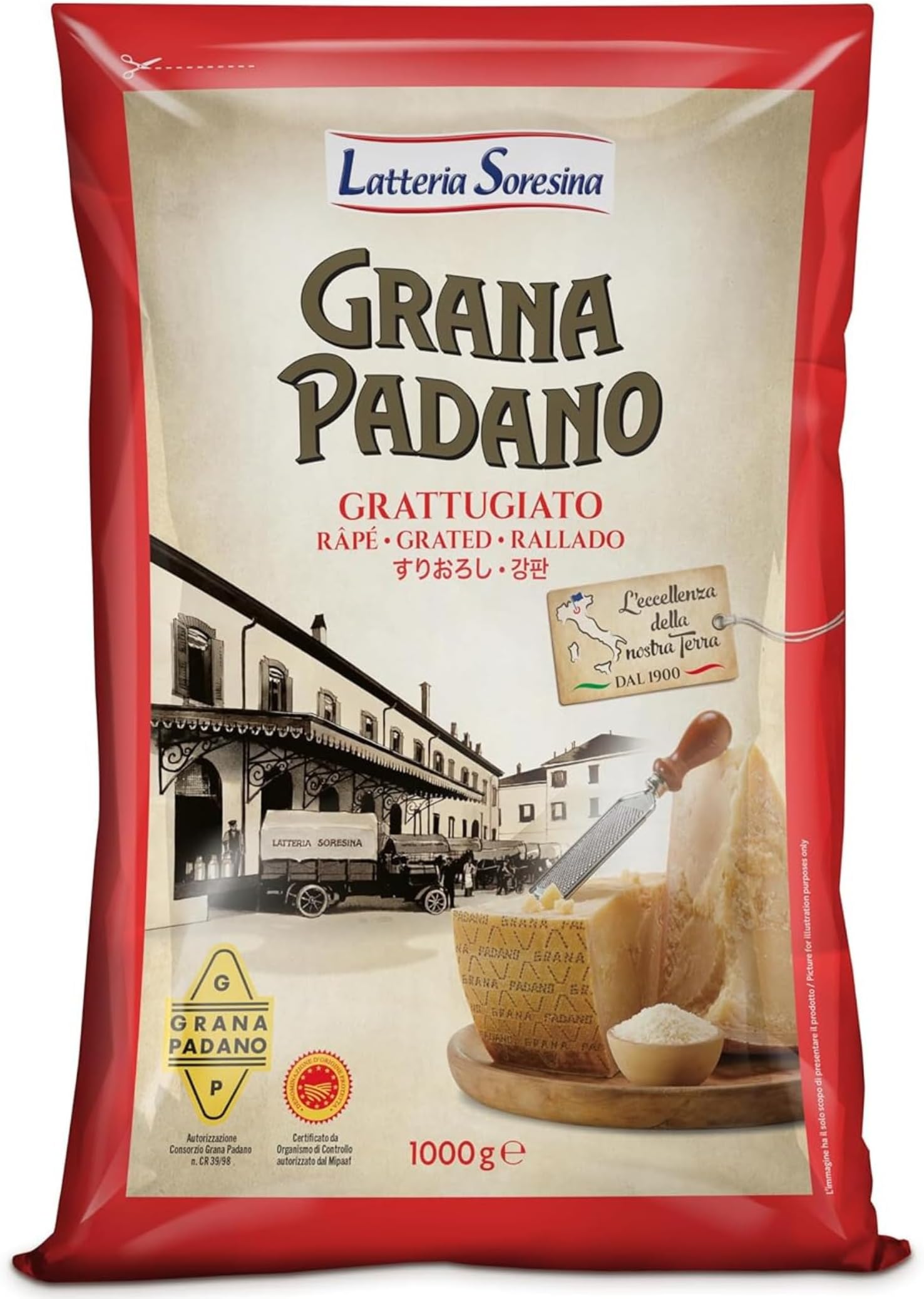 Amazon.com: Grana Padano Cheese Grated, 1Kg (2.2 lb) - Grana Padano DOP ...