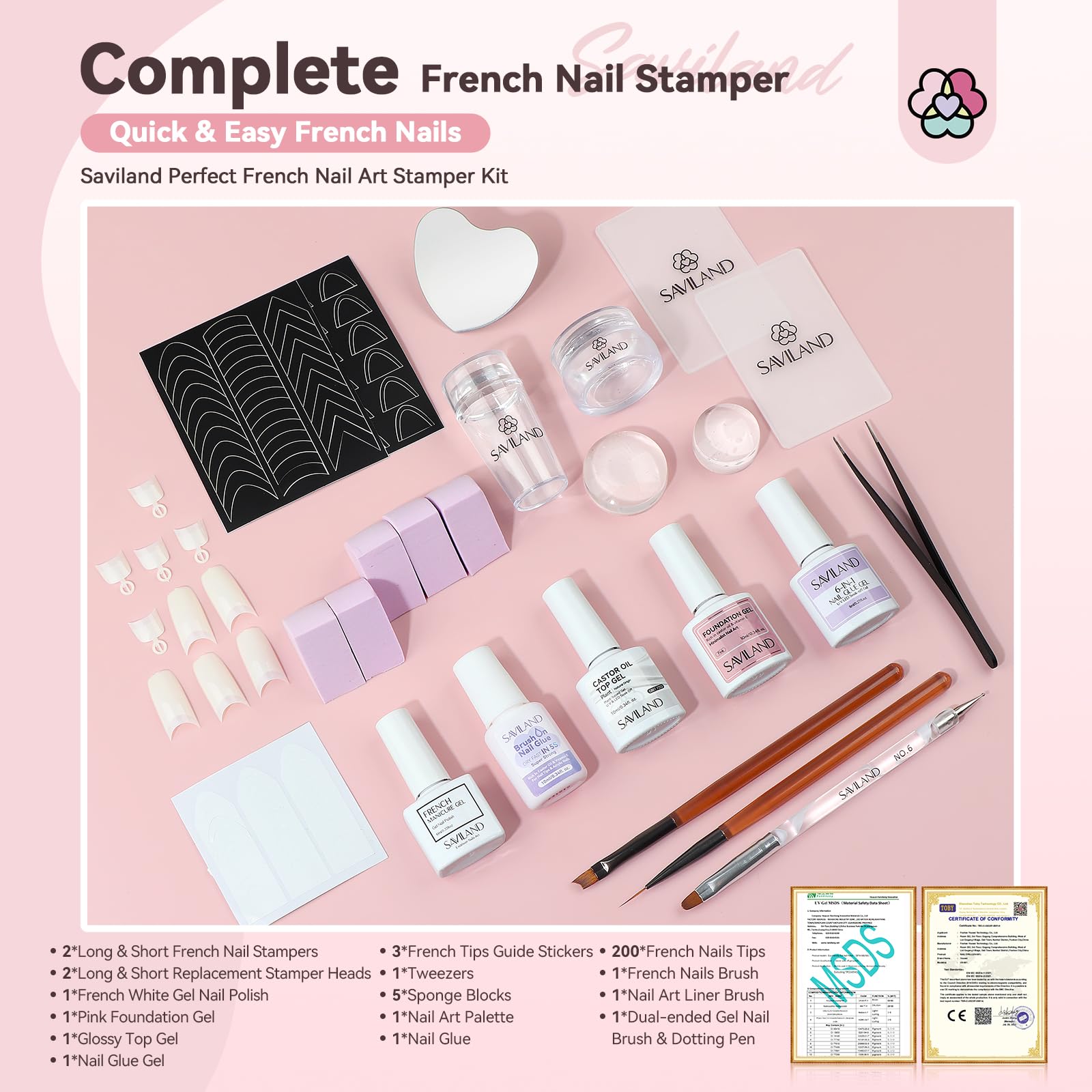 Saviland French Manicure Kit: Complete French Nail Kit White French Gel ...