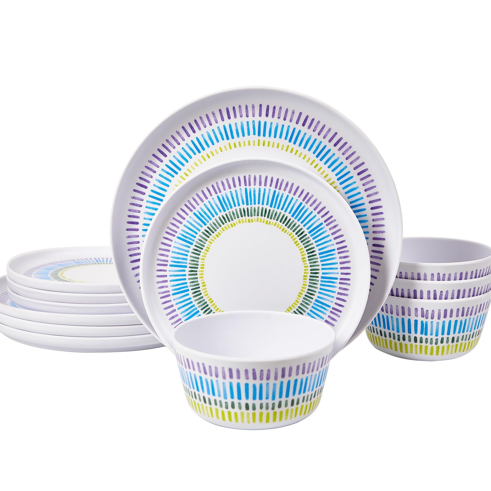 Melamine Dinnerware Set of 12 Pcs Dinner Dishes Set Bowls and Plates ...