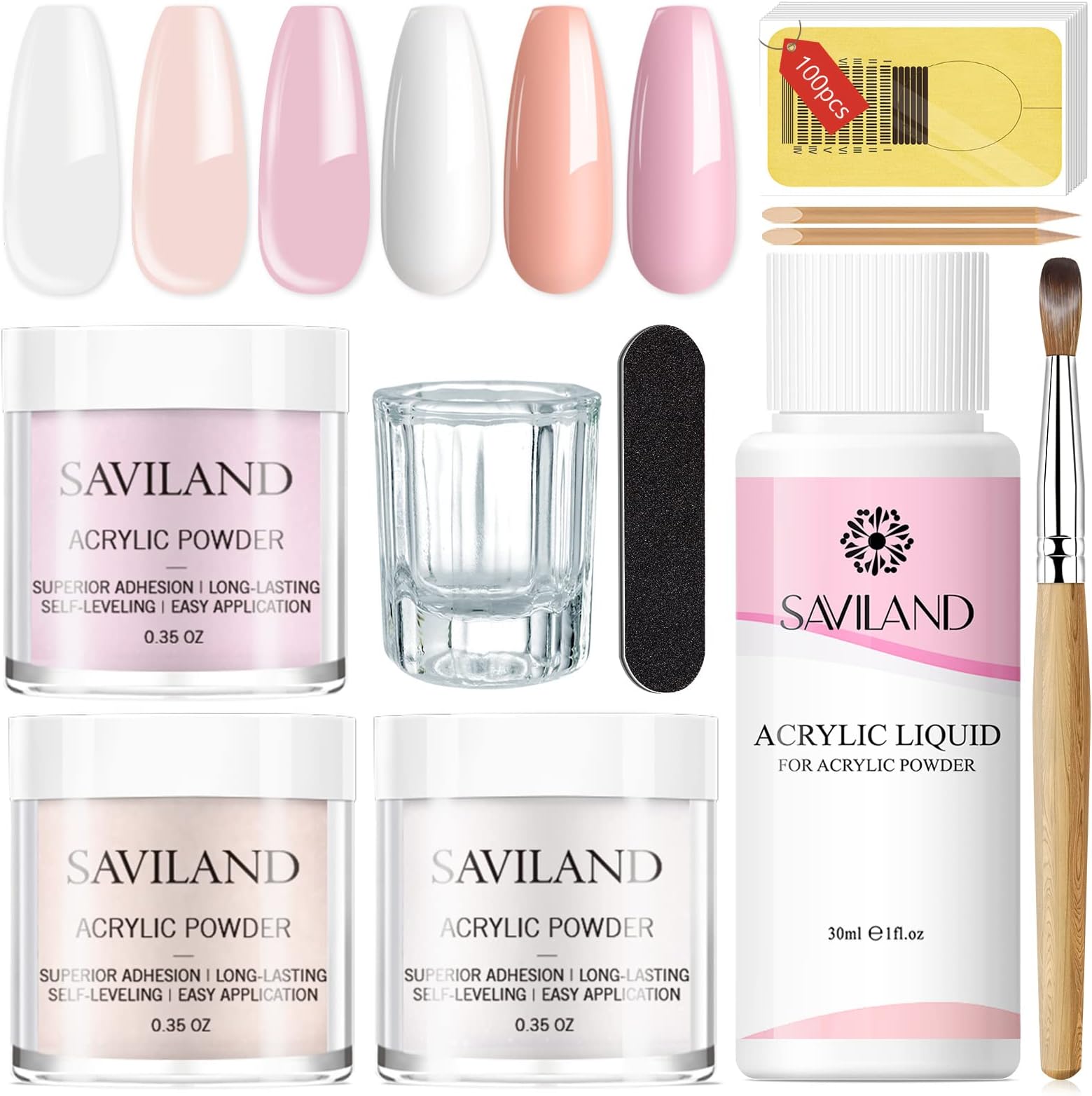 Amazon.com: SAVILAND Acrylic Nail Kit Starter: Clear Pink Nude Powder ...