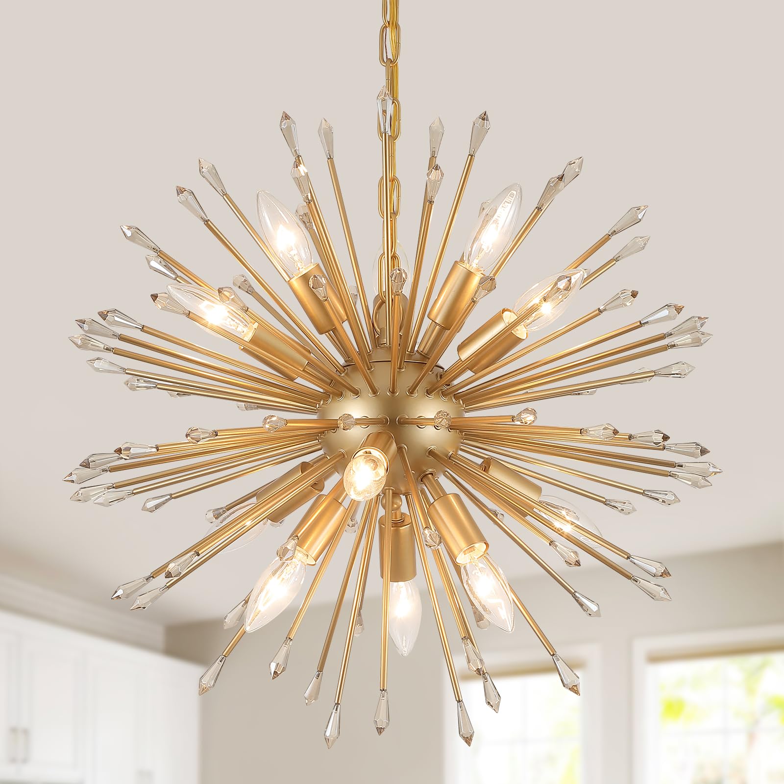 MEIXISUE Modern Sputnik Chandelier,Gold Firework Pendant Light 12-Light ...
