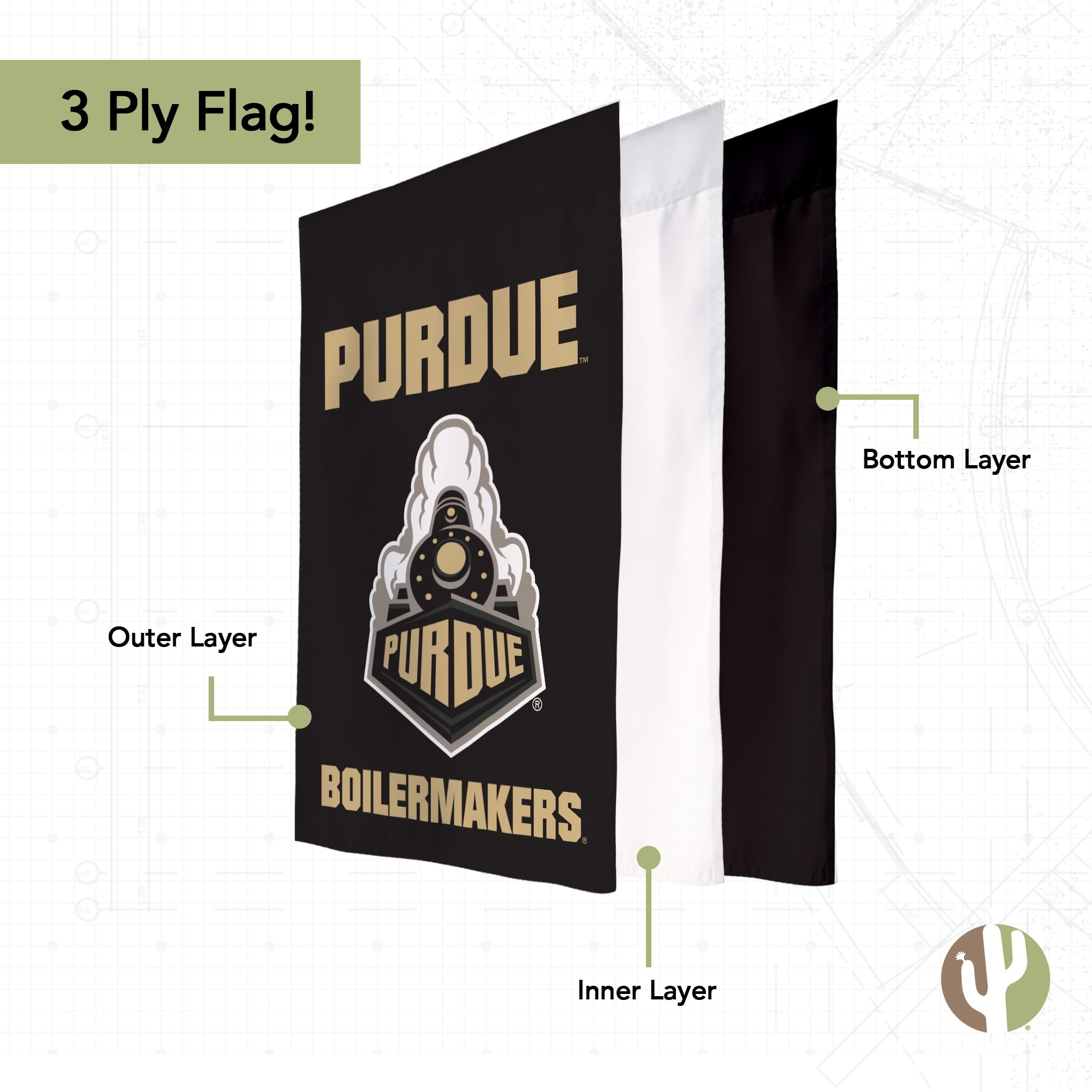 College Flags Outdoor Purdue Flag Double Sided Desert Cactus Purdue ...