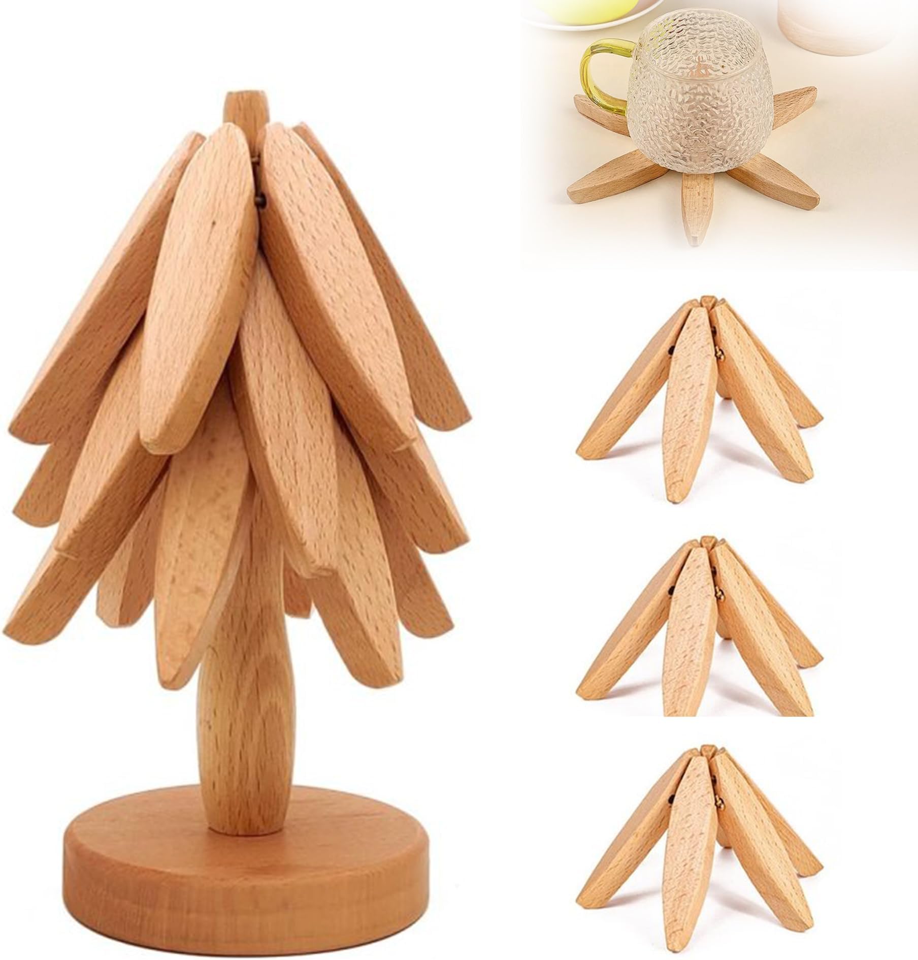 Amazon.com: Wooden Tree Coasters，Tree Coasters Set of 4，Wooden trivets ...