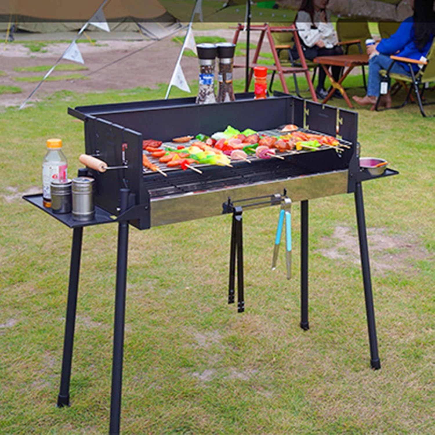 Amazon.com : Vermo Windproof BBQ Grill,Foldable Storage Shelf,3 Gear ...