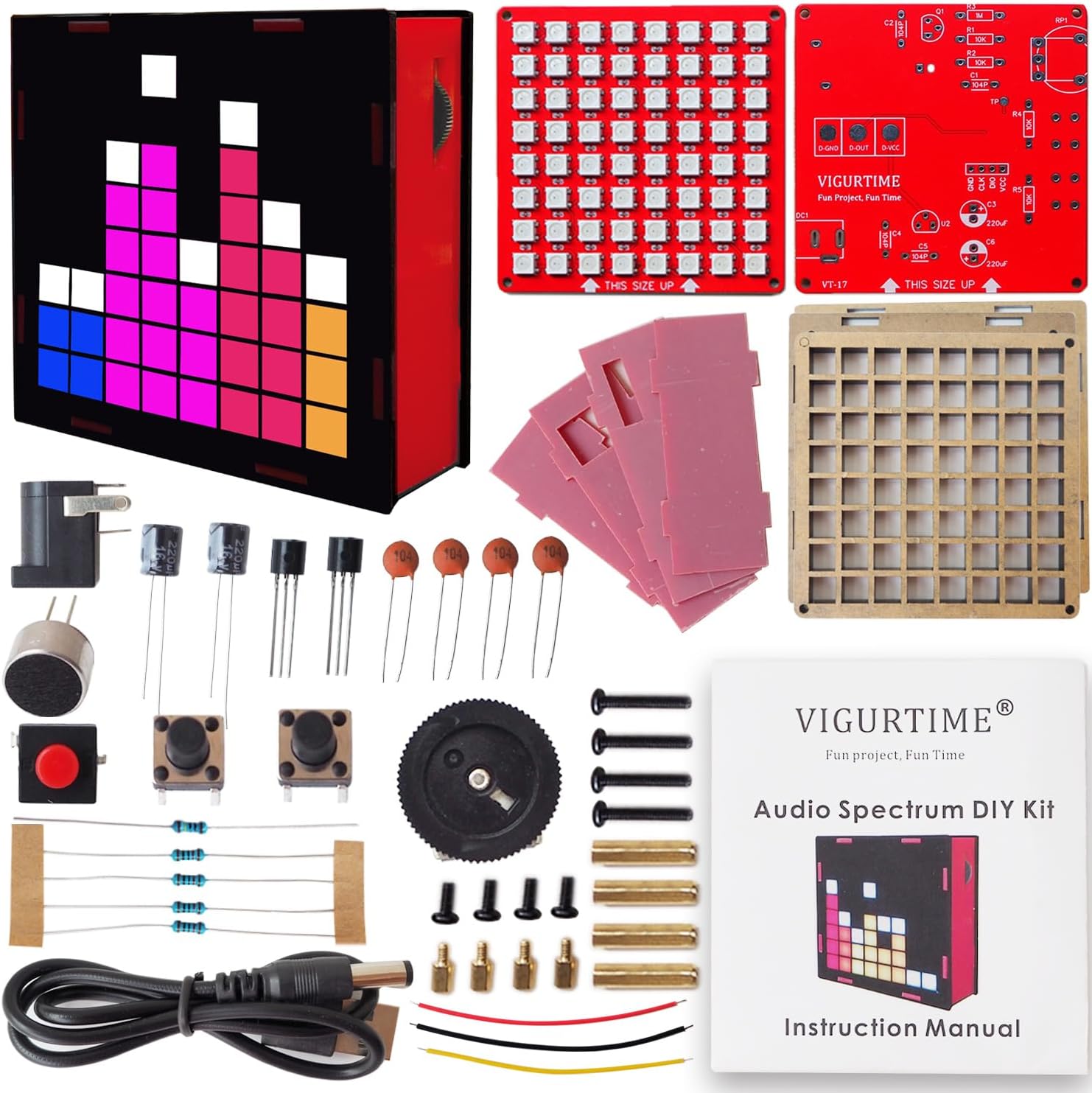 VIGURTIME DIY Music Spectrum Soldering Project Kit, Audio Spectrum ...