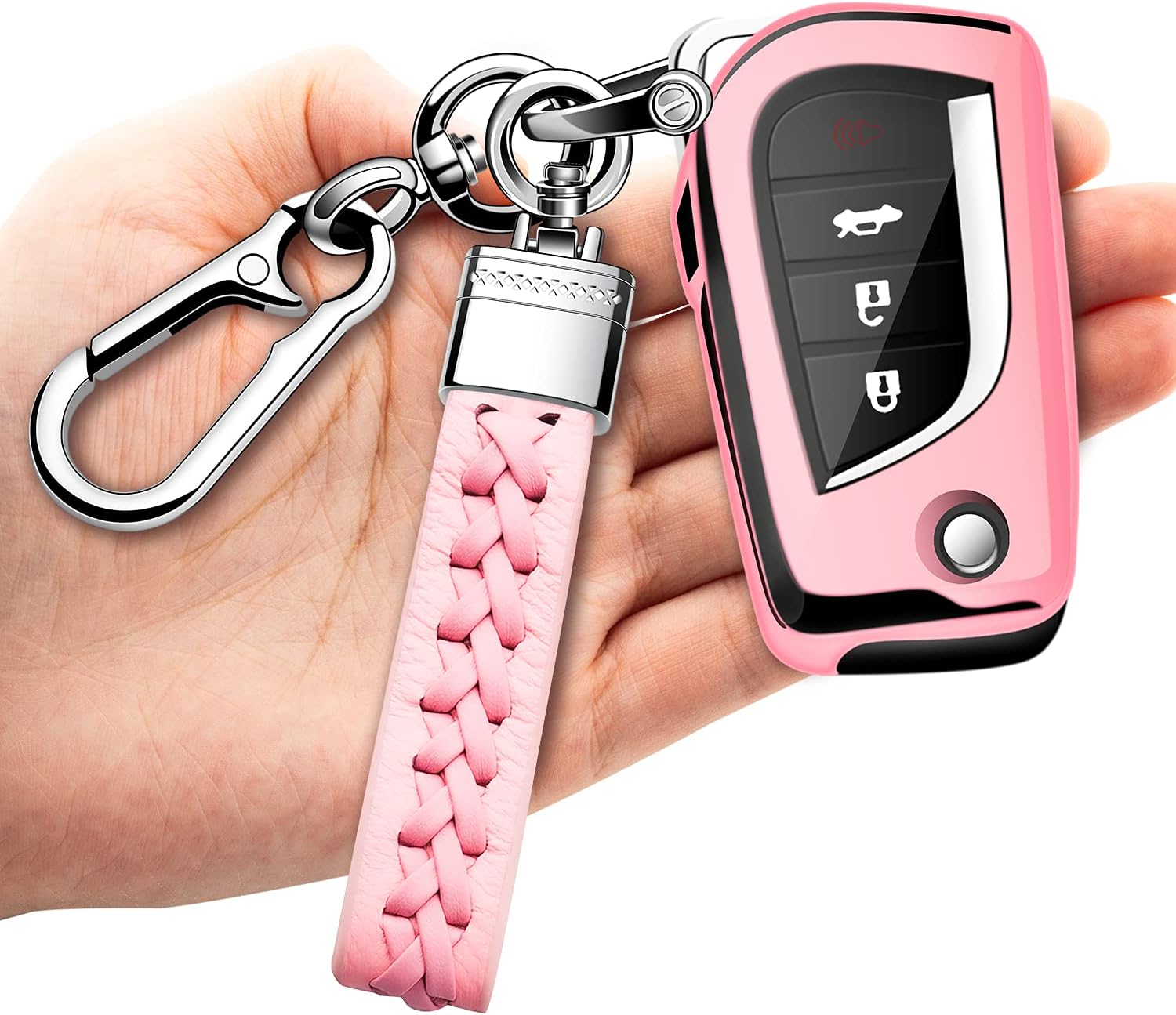 Amazon.com: Sindeda for Toyota Key Fob Cover with Keychain Soft Full ...