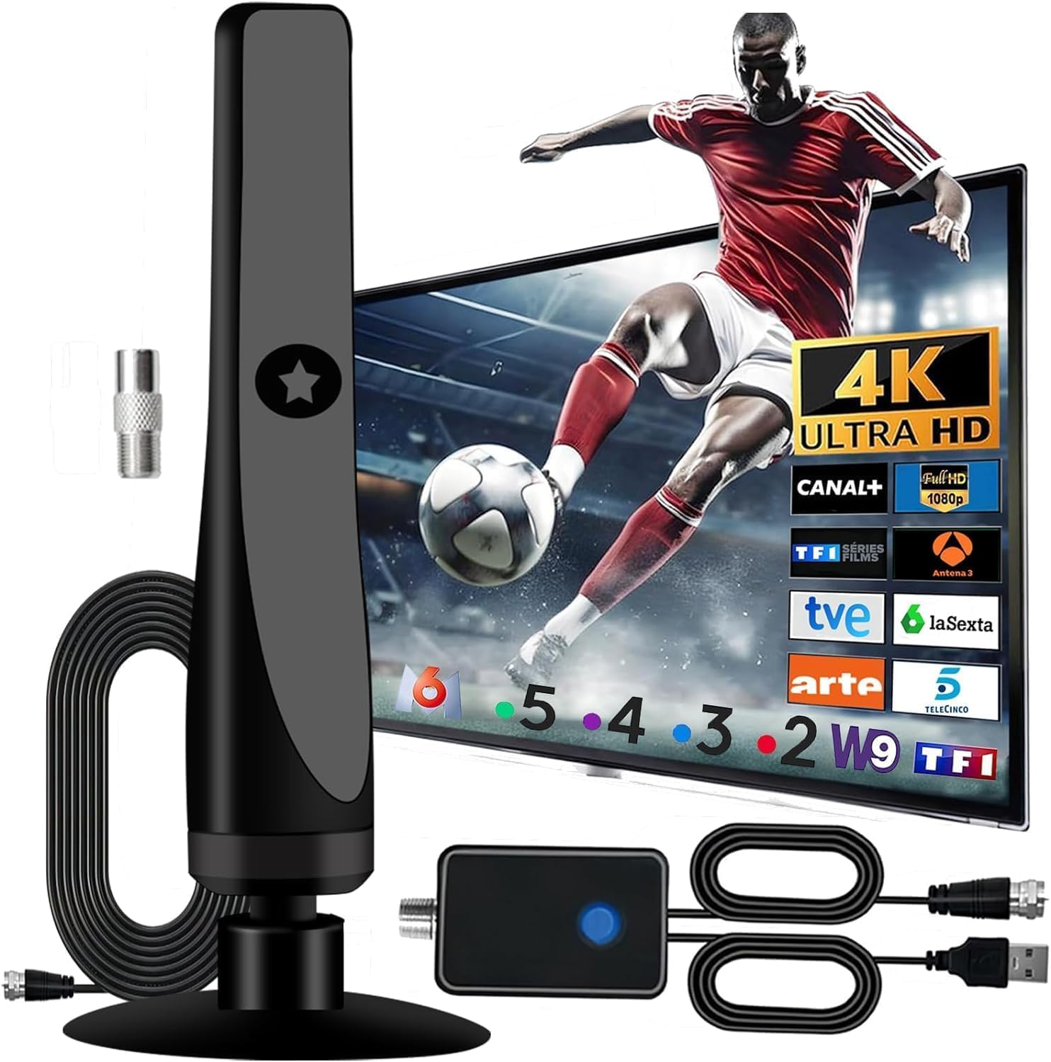 DVB-T/DVB-T2-Antenne, TV-Rewave, Rewave TV-Antenne für den Innenbereich ...