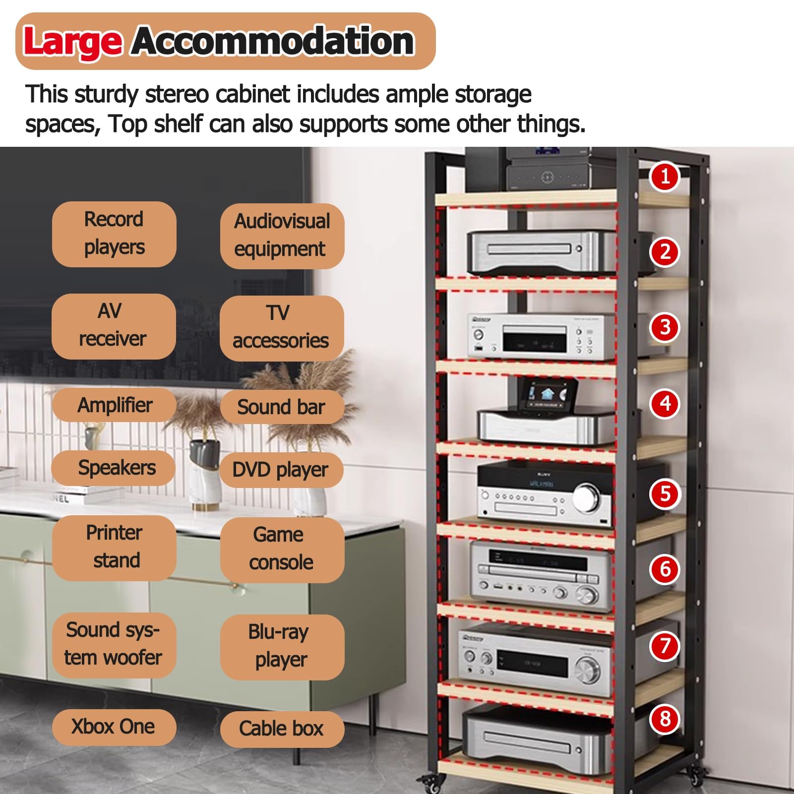 Corner Stereo Cabinet 5 Layers AV Media Stand Corner Wooden Corner
