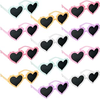 Amazon.com: KatchOn, Multicolor Valentine Heart Glasses - 12 Pcs, No ...