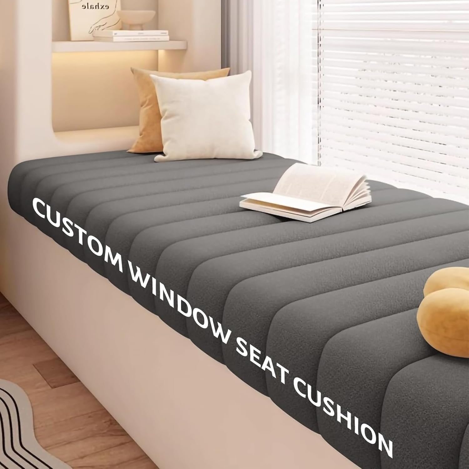 Amazon.com: Custom Bay Window Sill Seat Cushion, Teddy Linen Cat ...